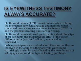 Reability of eye witness | PPTX