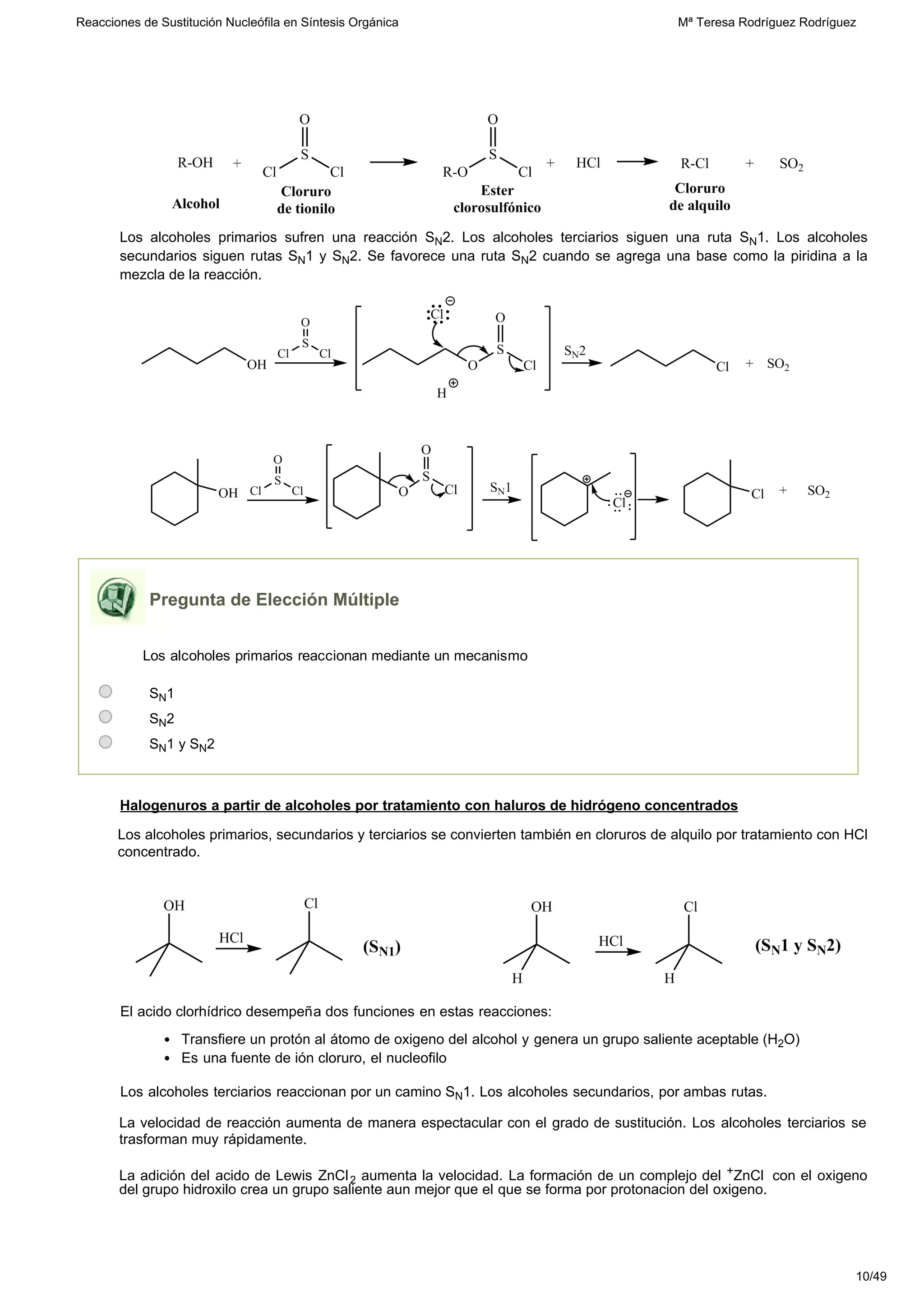 Reacciones de sustitucion nucleofila en sintesis organica | PDF