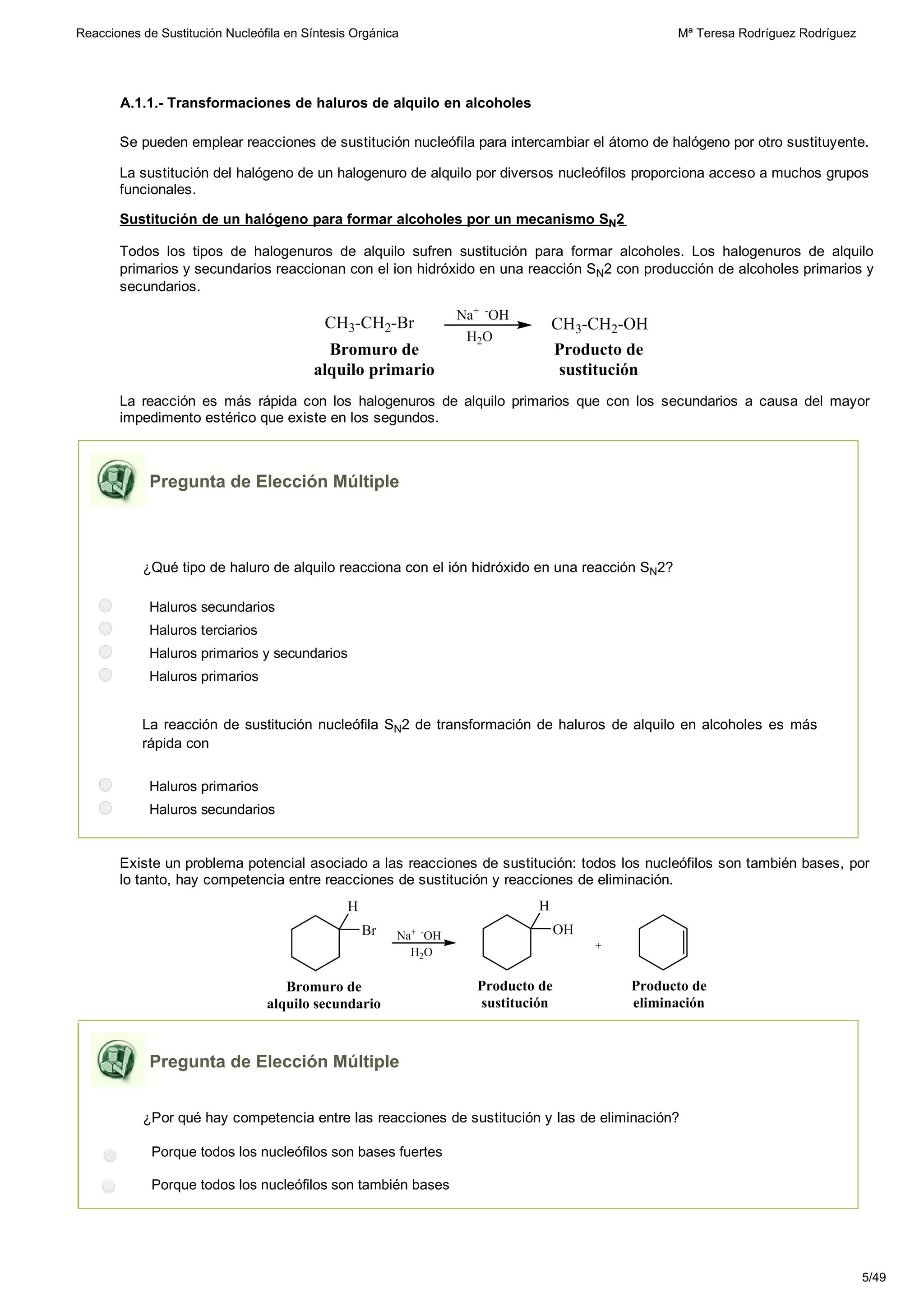 Reacciones de sustitucion nucleofila en sintesis organica | PDF