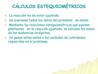 Reacciones quimicas en la estequiometria | PPT