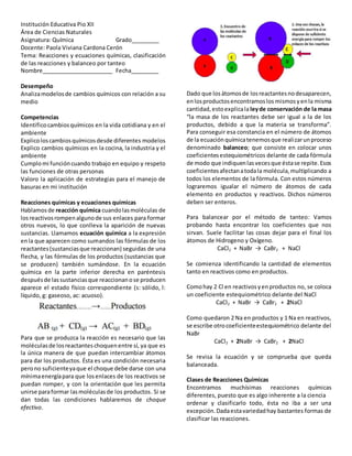Reacciones y Ecuaciones Químicas | DOCX