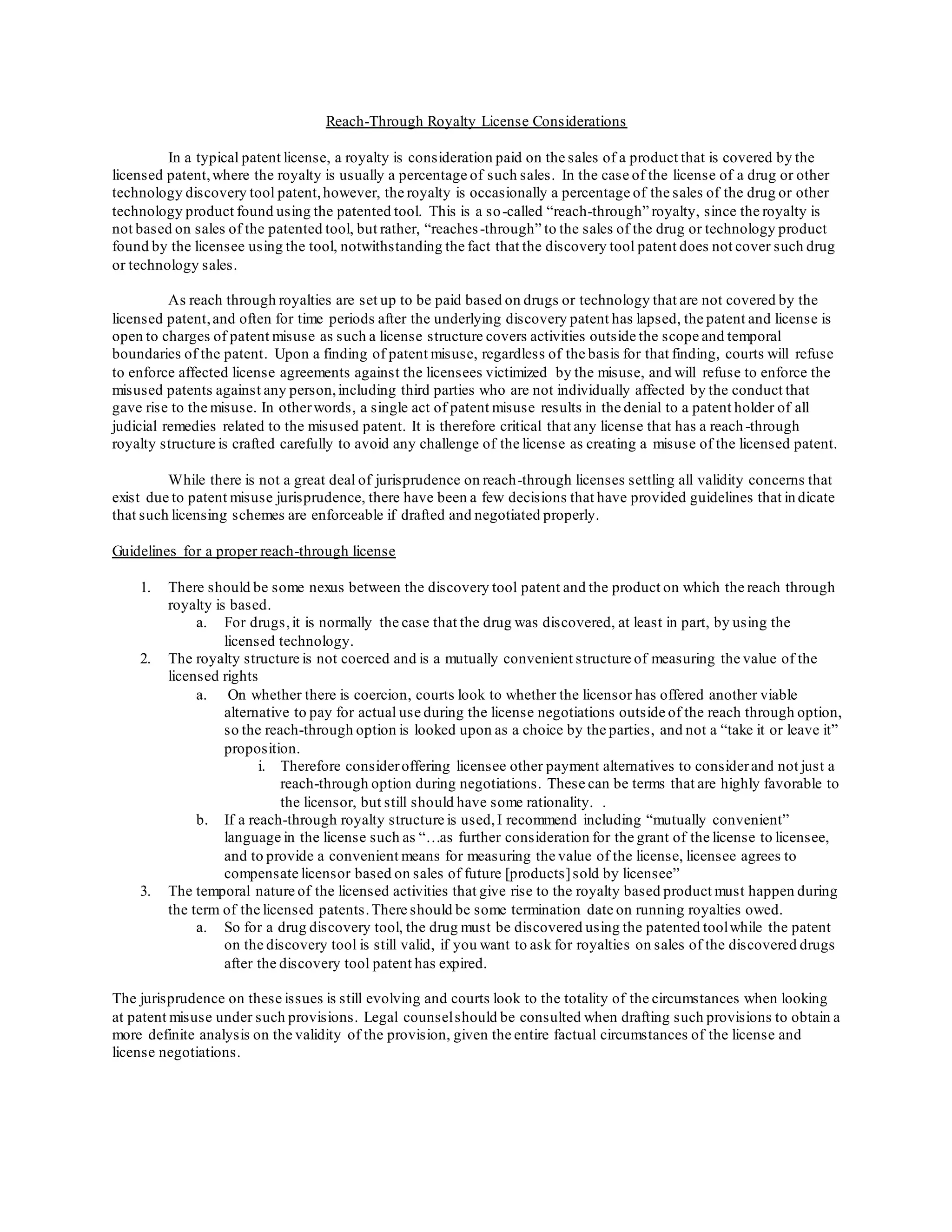 Reach Through License Considerations | DOCX