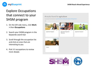Completing a Reach Ahead Experience Using myBlueprint | PPTX