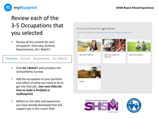 Completing a Reach Ahead Experience Using myBlueprint | PPTX