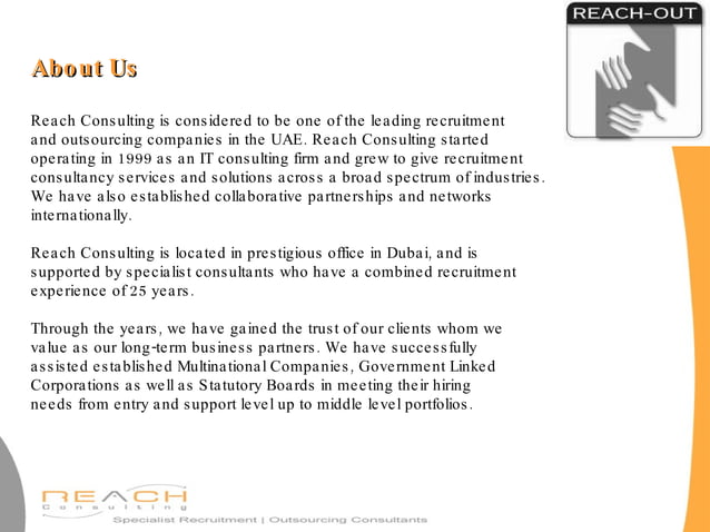 Reach Consulting Profile | PPT