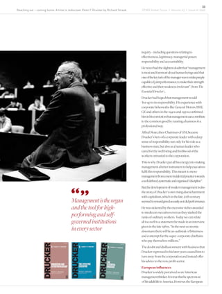 Peter Ducker's Legacy in a Nutshell - Reaching Out - Coming Home | PDF