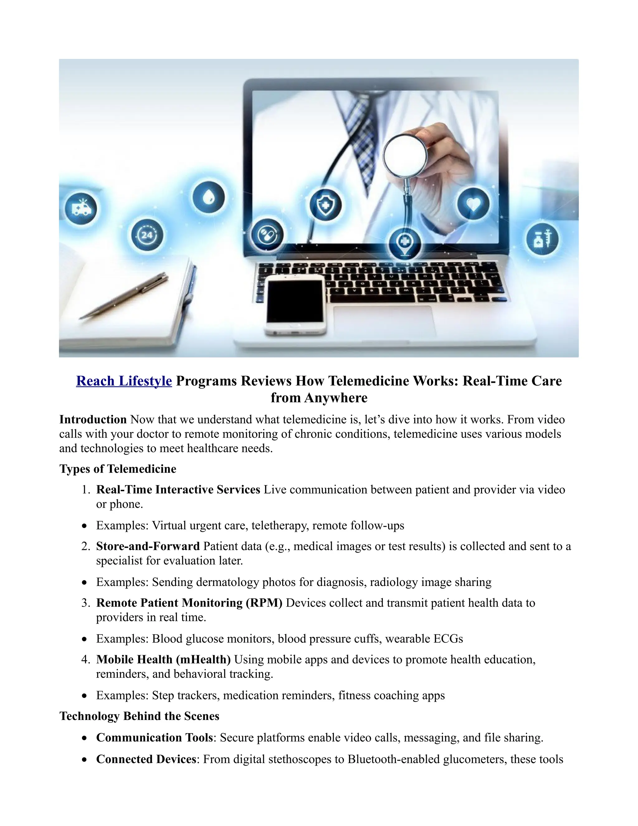 Reach Lifestyle Programs Reviews How Telemedicine Works Real-Time Care ...