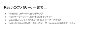 Tokyo React.js #3 Meetup (ja): Missing Pages: ReactJS/GraphQL/RelayJS | PPT