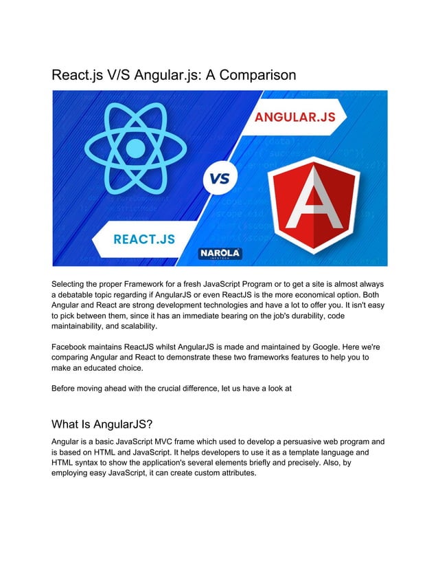 React.js vs angular.js a comparison | PDF