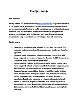 React.js vs node.js