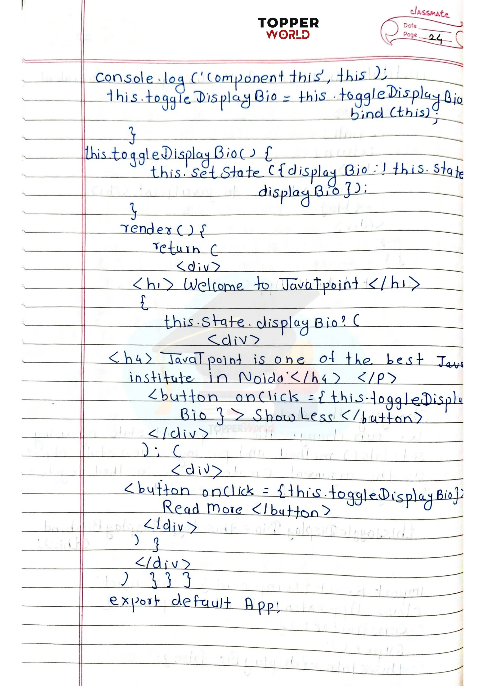 React Handwritten Notes 1 Pdf