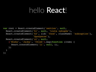 Budowa elementów GUI za pomocą biblioteki React - szybki start | PPT