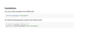 reactable 패키지 소개 | PPT
