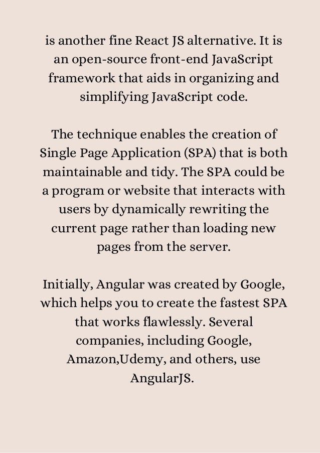 React Alternatives Frameworks- Lightweight Javascript Libraries.pdf | Web Development | Internet