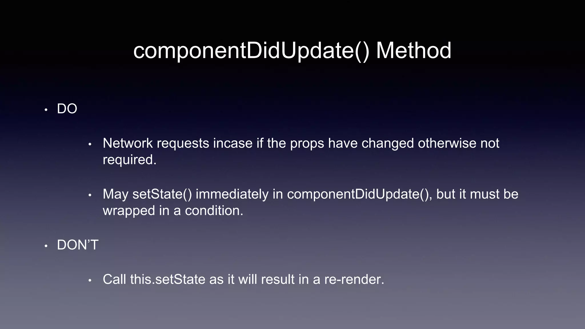 Do and Don't summary of React Component Lifecycle Methods | PPTX
