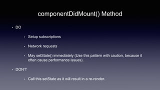 Do and Don't summary of React Component Lifecycle Methods | PPTX