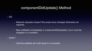 Do and Don't summary of React Component Lifecycle Methods | PPTX