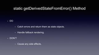 Do and Don't summary of React Component Lifecycle Methods | PPTX