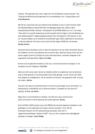 50 Praktijkervaringen die Kadenza verzamelde om Business Intelligence succesvoller te maken. | PDF