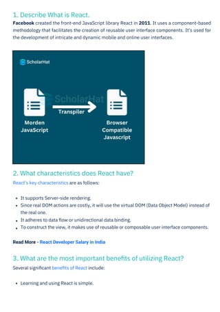 React Interview Question PDF By ScholarHat | PDF