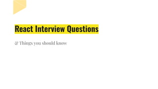React Interview Questions for Noobs or Juniors | PDF
