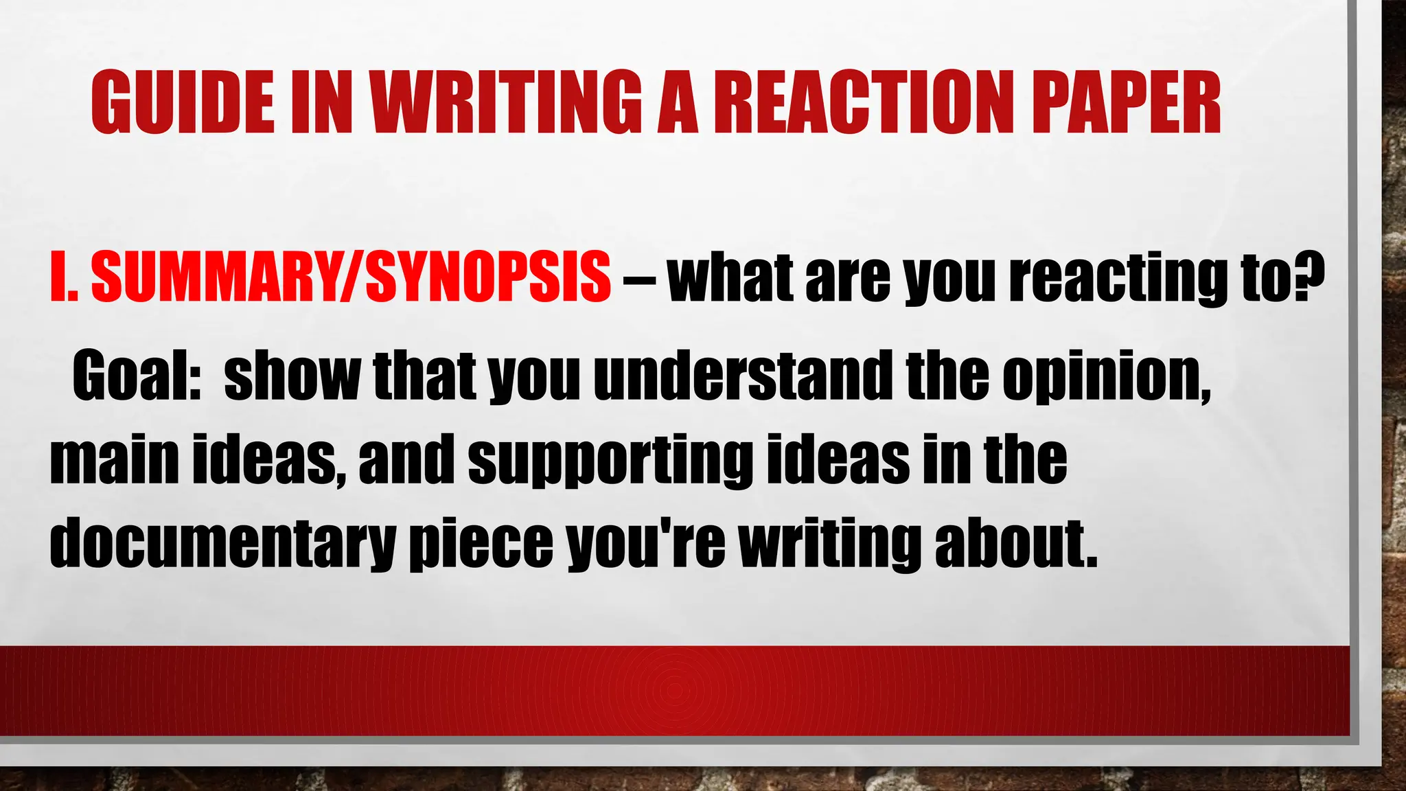 Reaction Paper Power Point Presentation. | PPTX