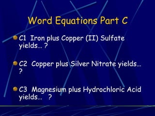 Reaction and equation lab (chemistry) | PPT