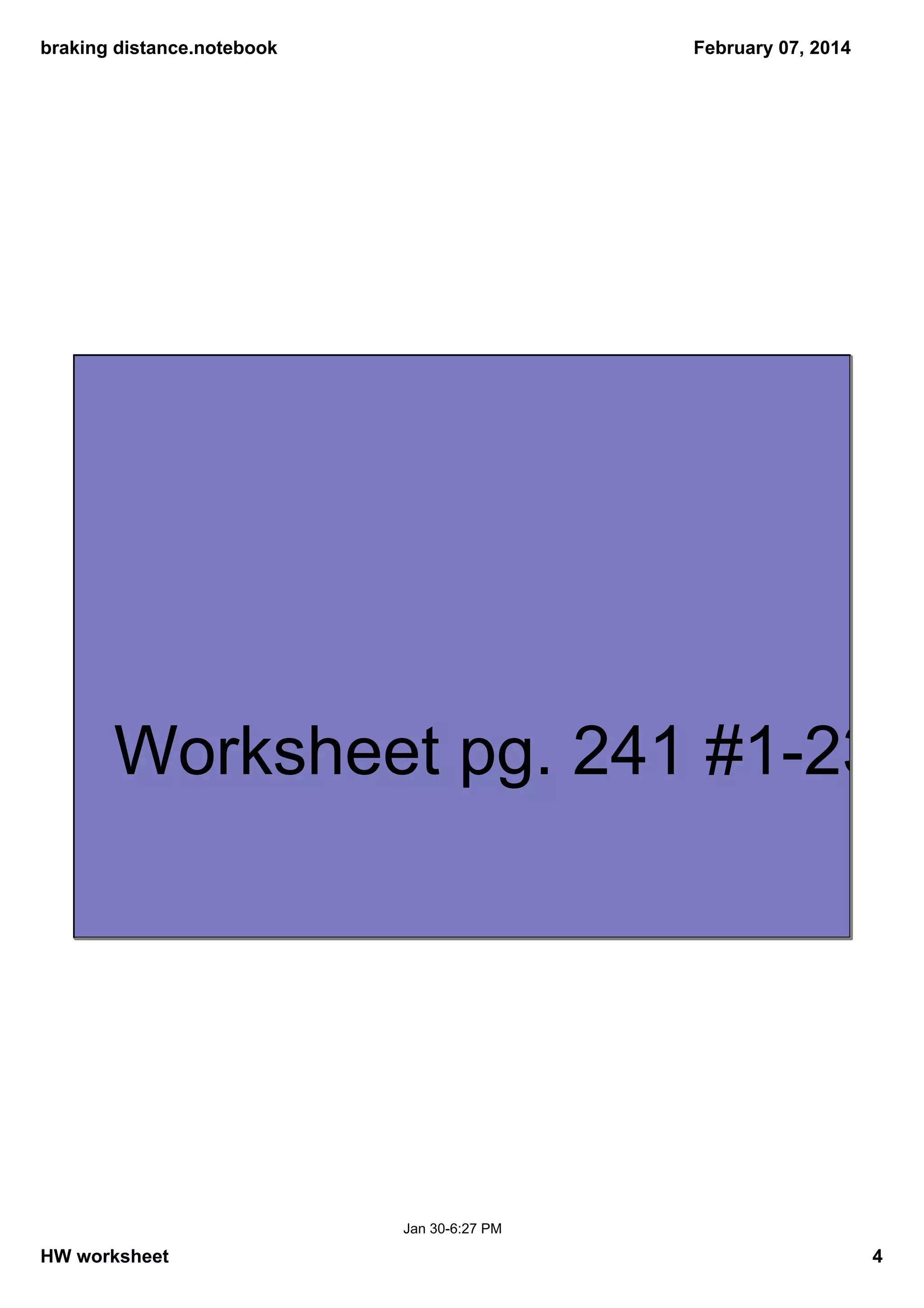 Reaction & braking distance | PDF