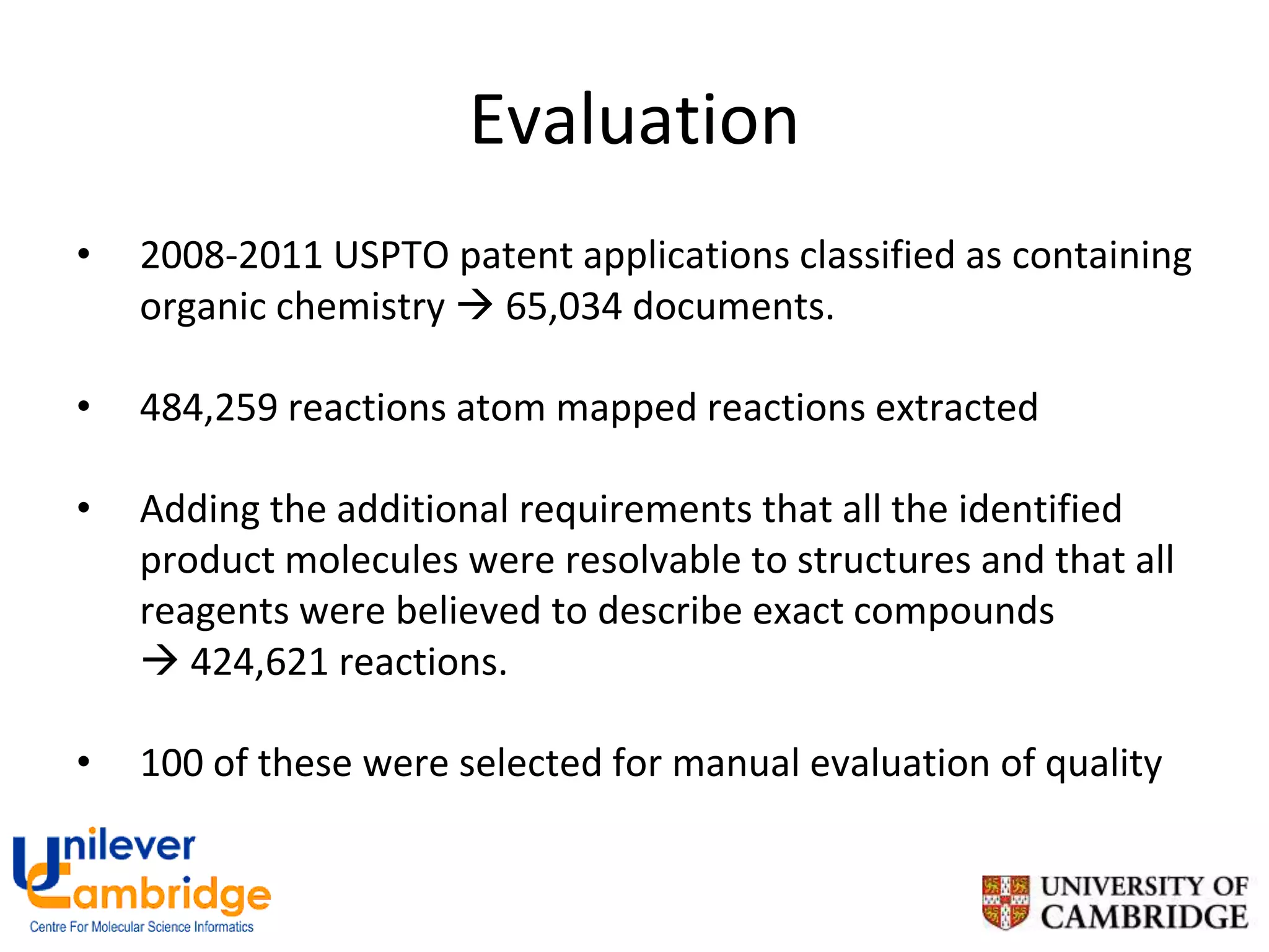 Automated Extraction of Reactions from the Patent Literature | PPTX