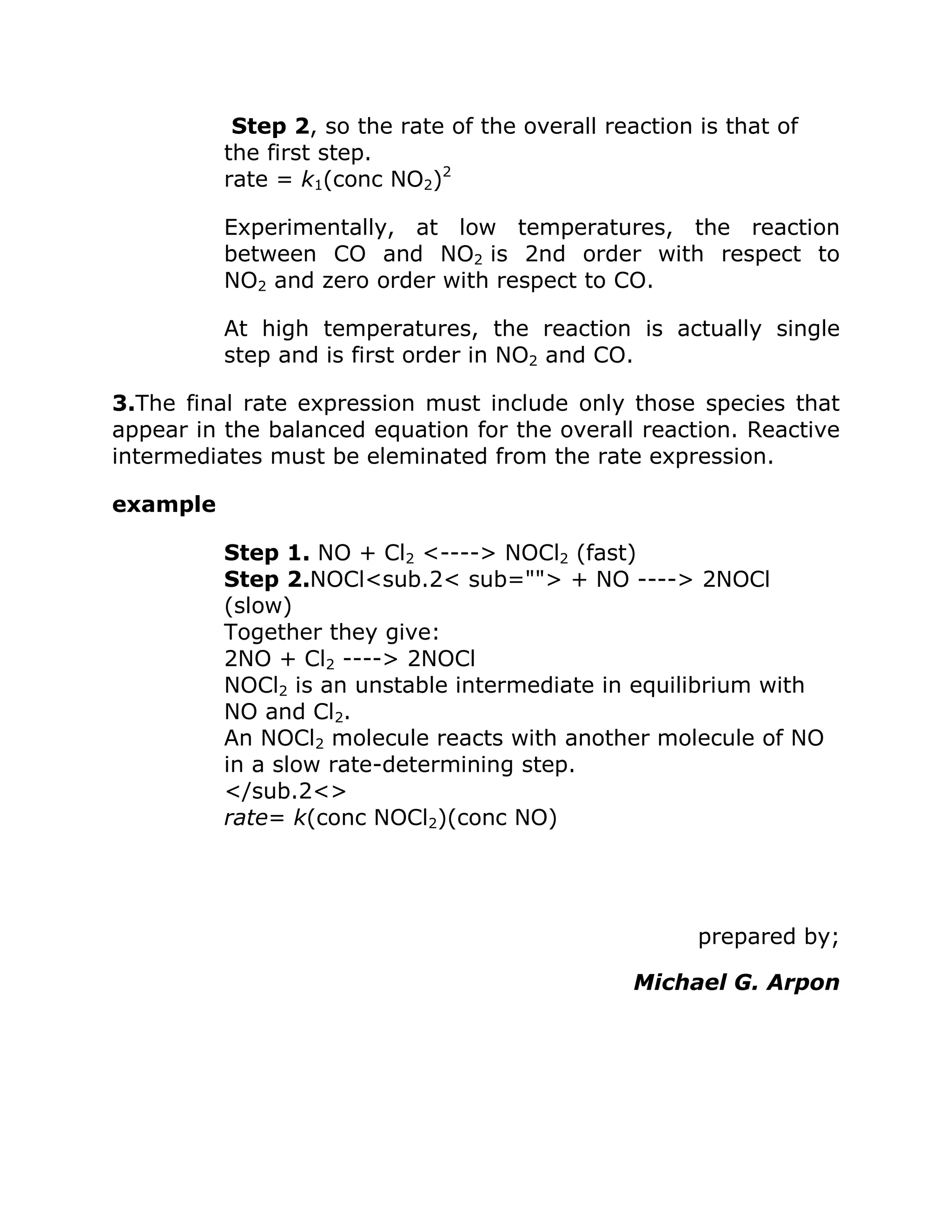 Reaction mechanism | PDF