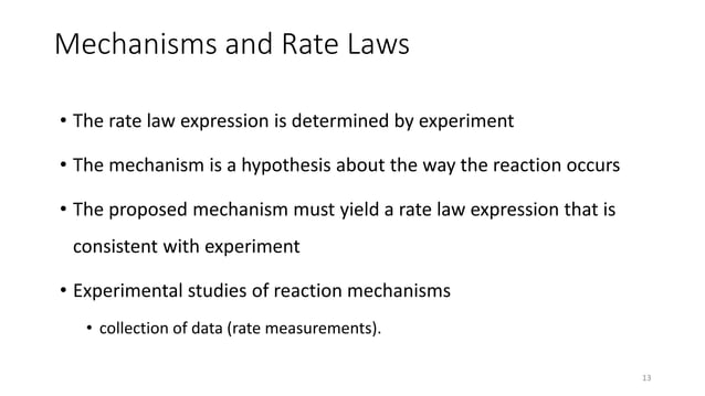 Rate expressions (rate laws) and reaction mechanisms | PDF