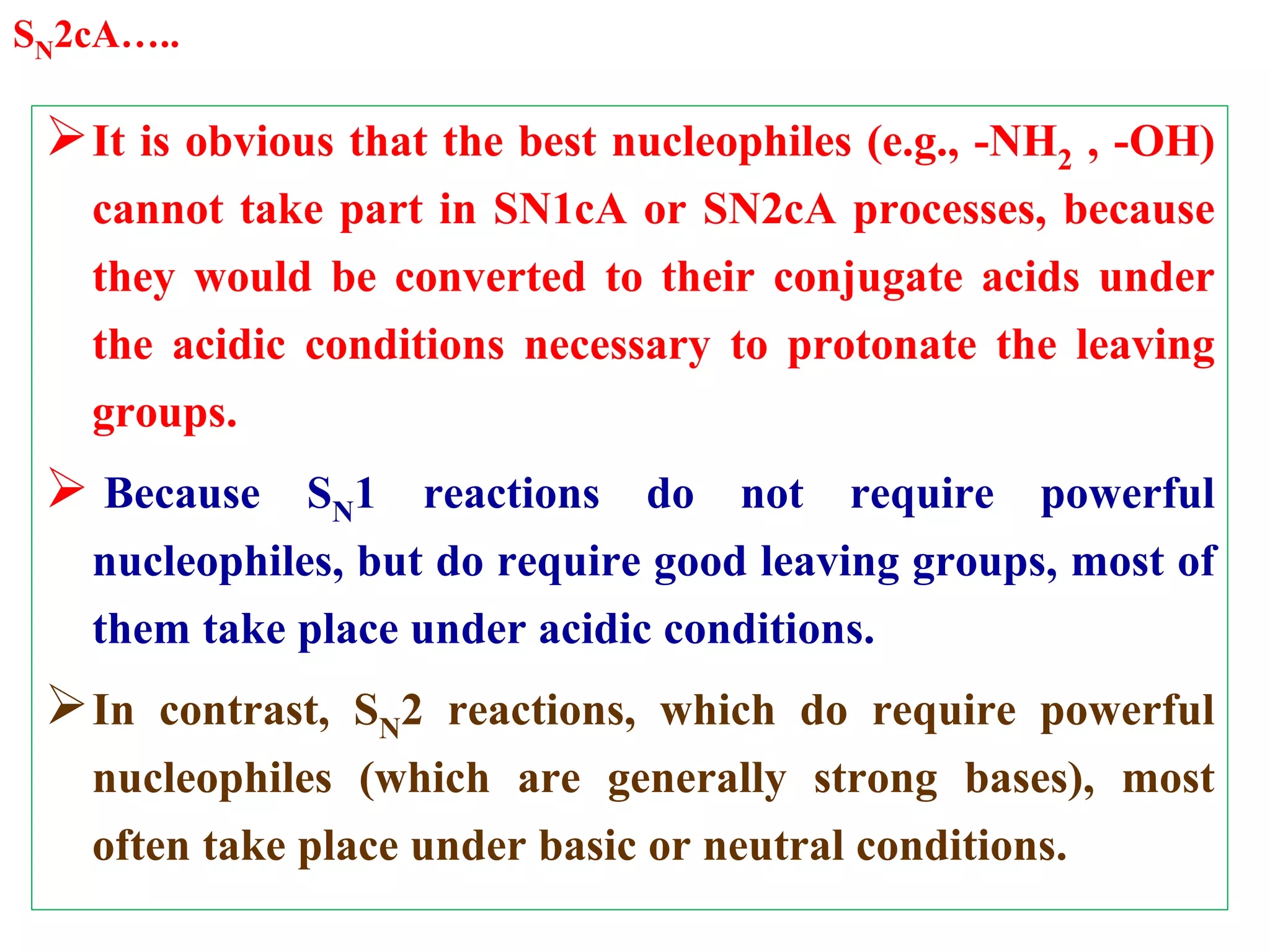Reaction Mechanism of SNi, SN1’, SN2’, SN1cA and SN2cA reaction | PPTX