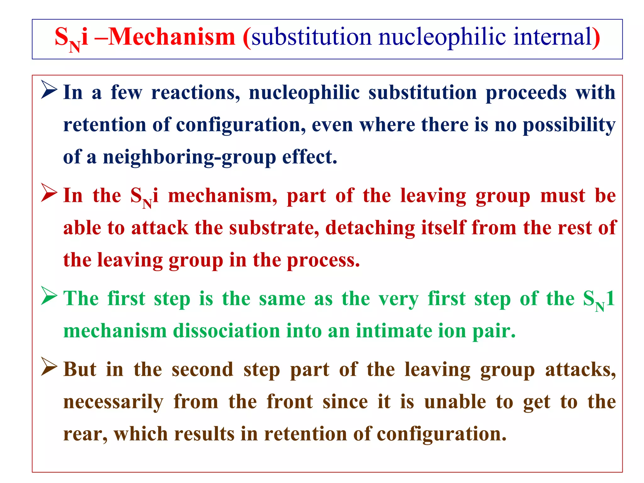 Reaction Mechanism of SNi, SN1’, SN2’, SN1cA and SN2cA reaction | PPTX