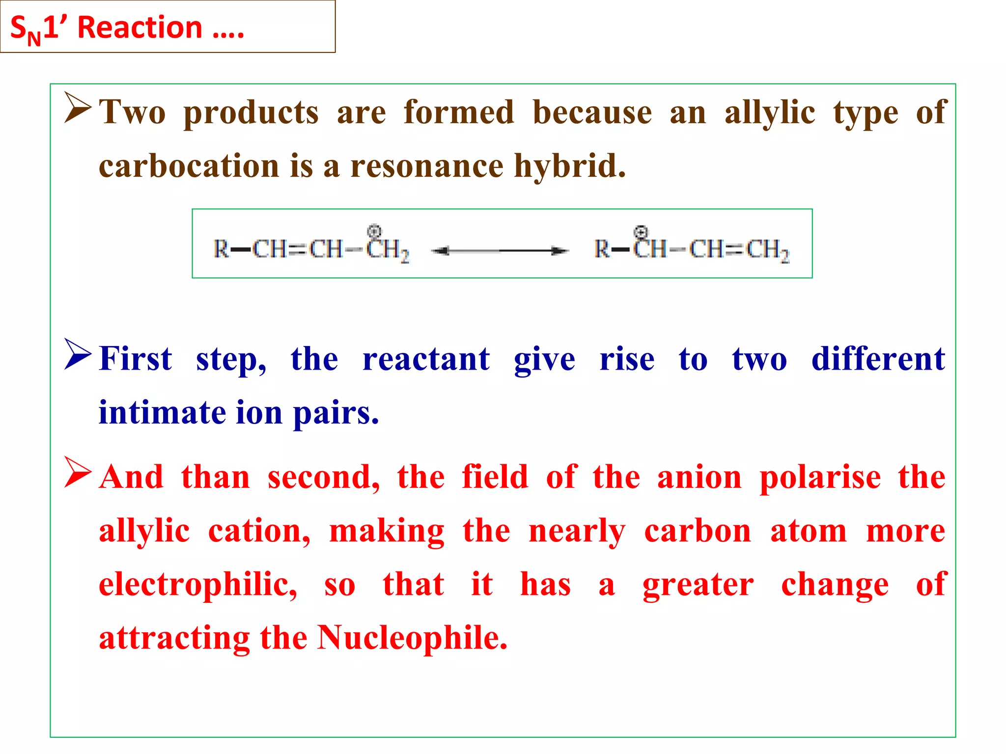 Reaction Mechanism of SNi, SN1’, SN2’, SN1cA and SN2cA reaction | PPTX