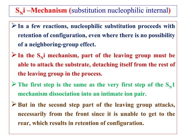 Reaction Mechanism of SNi, SN1’, SN2’, SN1cA and SN2cA reaction | PPTX ...