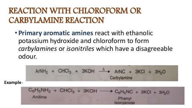 Reaction of aromatic amine with grignard reagent and carbylamine ...