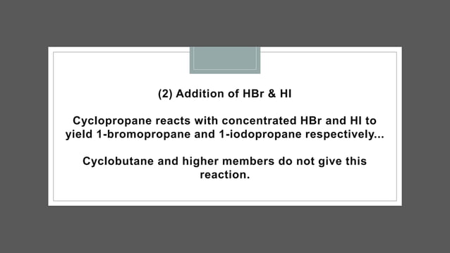 Reaction of cyclopropane and cyclobutane | PPTX | Chemistry | Science