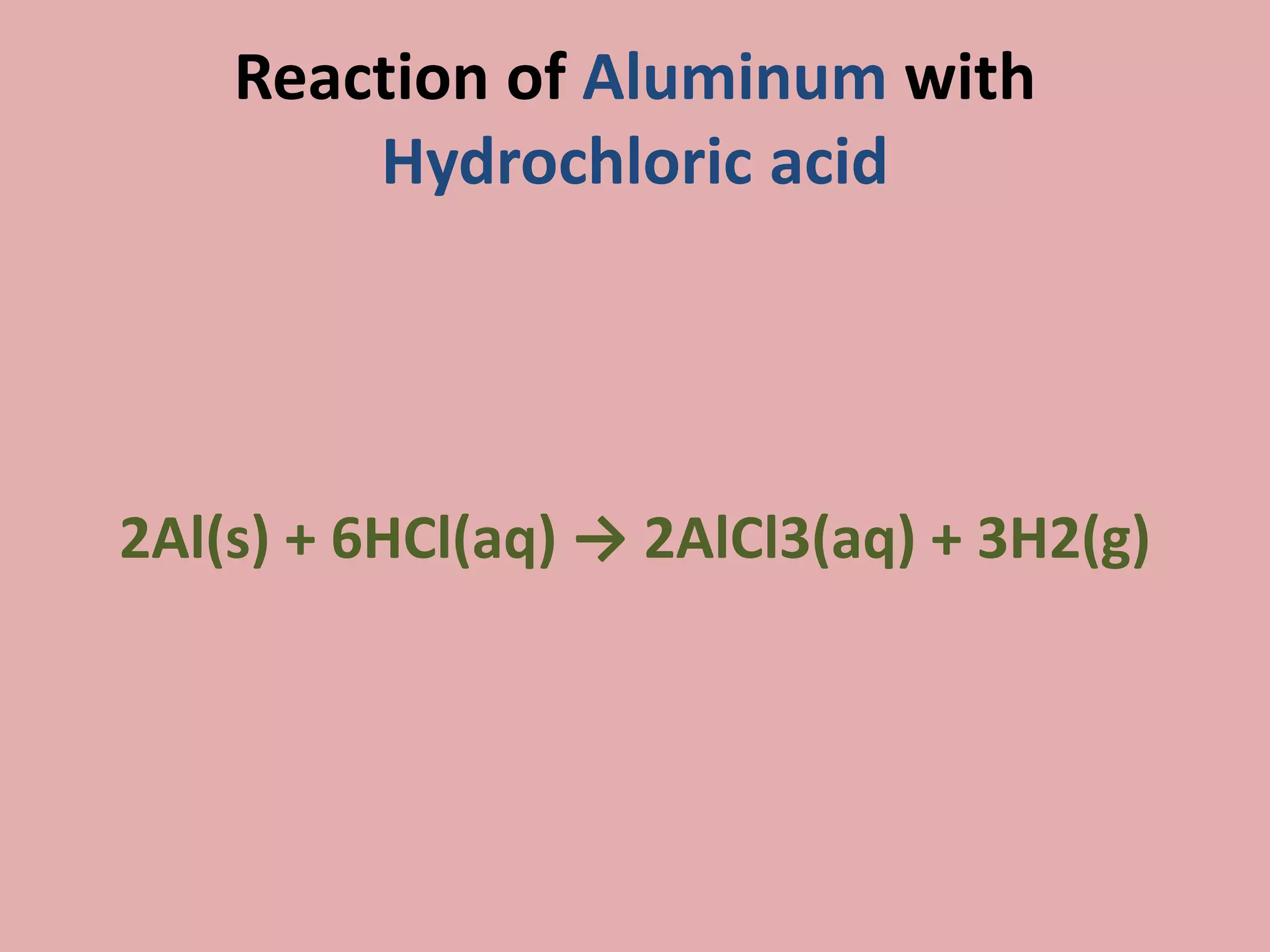 PPT for Reaction of metals with acid | PPTX