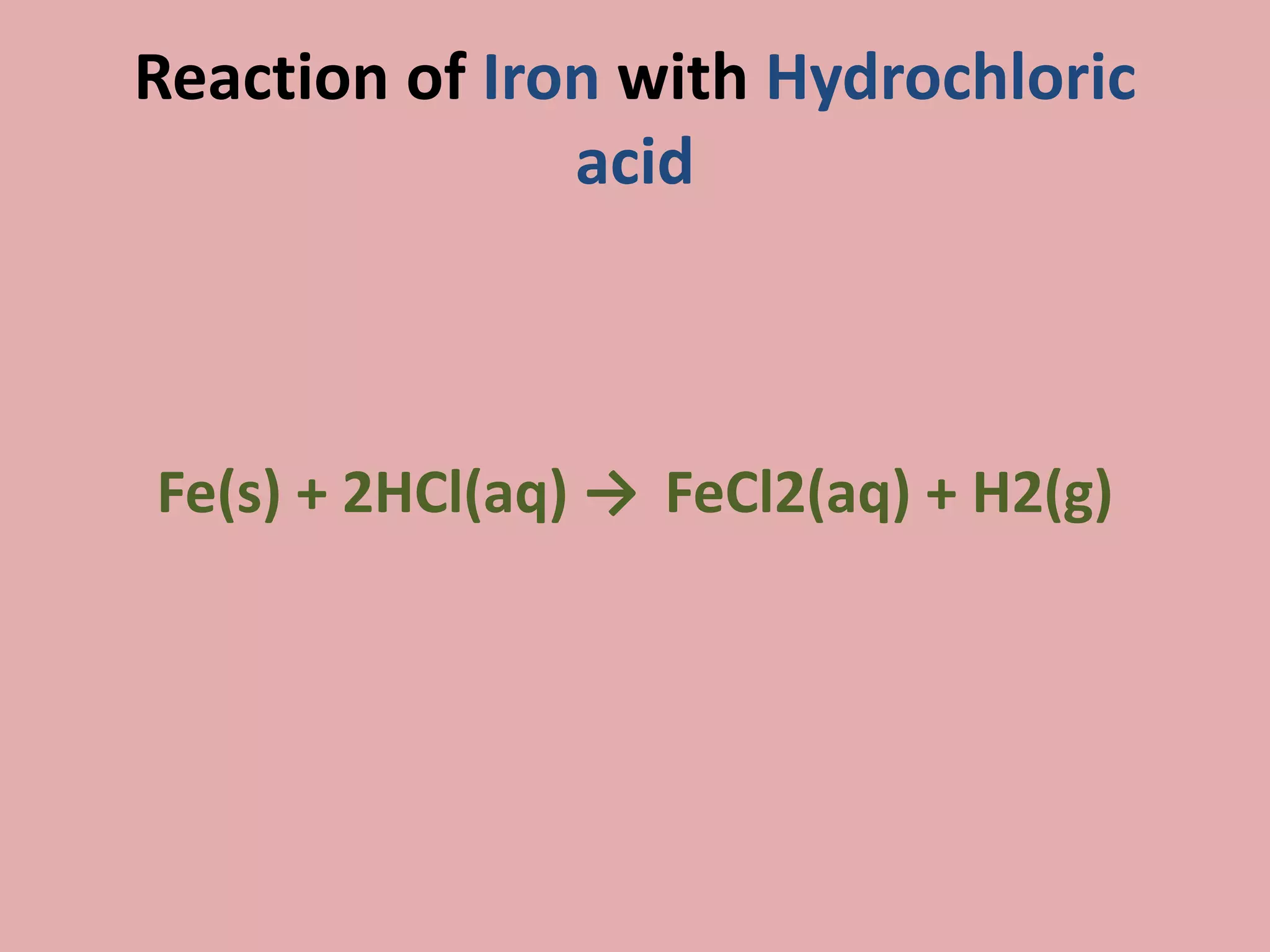 PPT for Reaction of metals with acid | PPTX