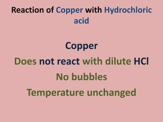 PPT for Reaction of metals with acid | PPTX