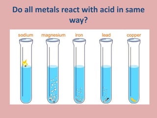 PPT for Reaction of metals with acid | PPTX