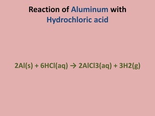 PPT for Reaction of metals with acid | PPTX | Chemistry | Science