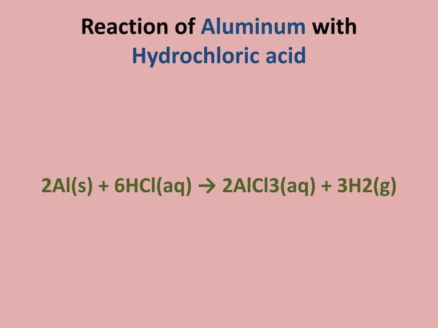 PPT for Reaction of metals with acid | PPTX | Chemistry | Science