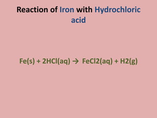 PPT for Reaction of metals with acid | PPTX