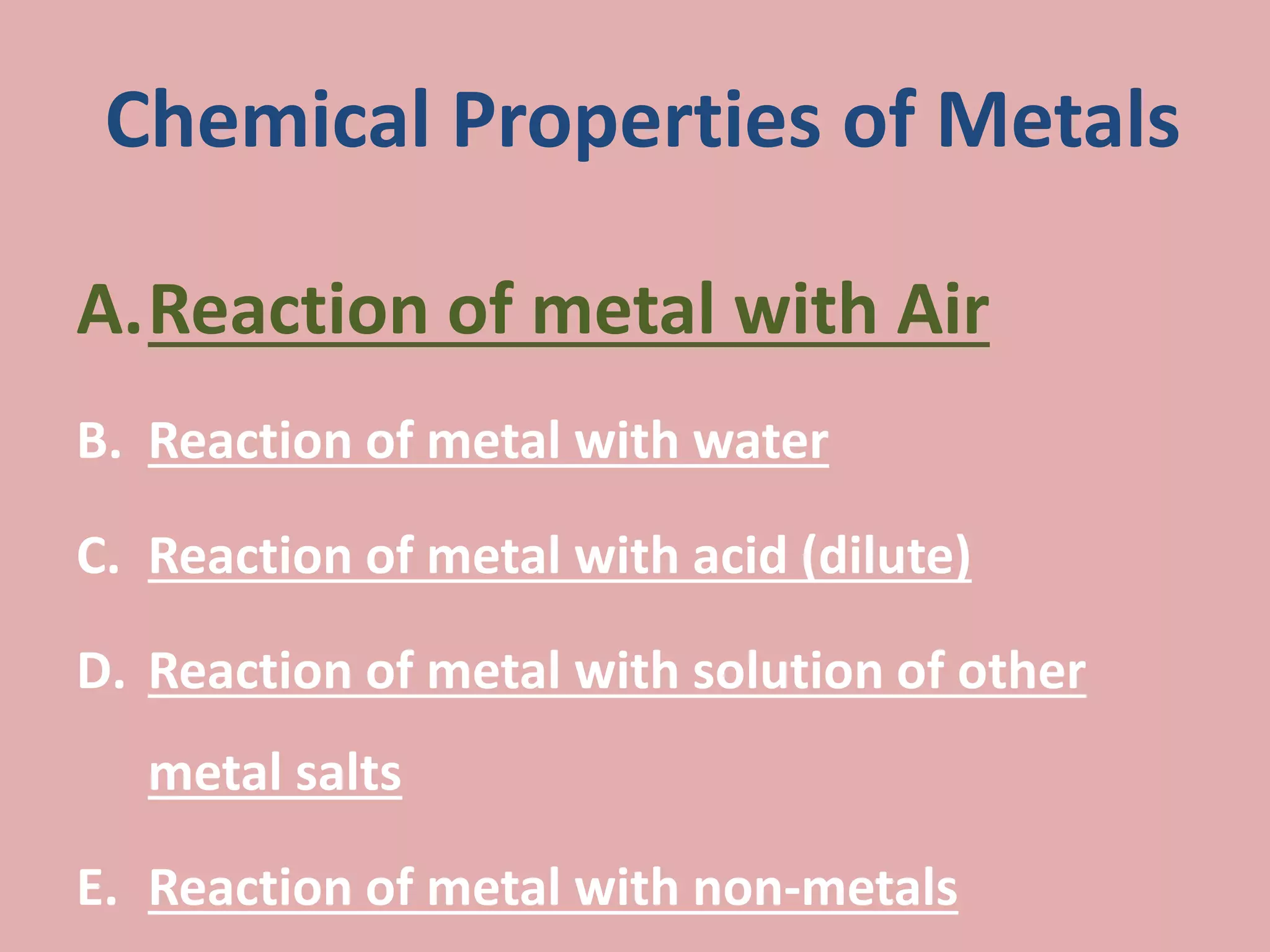 Reaction of metals with air | PPTX