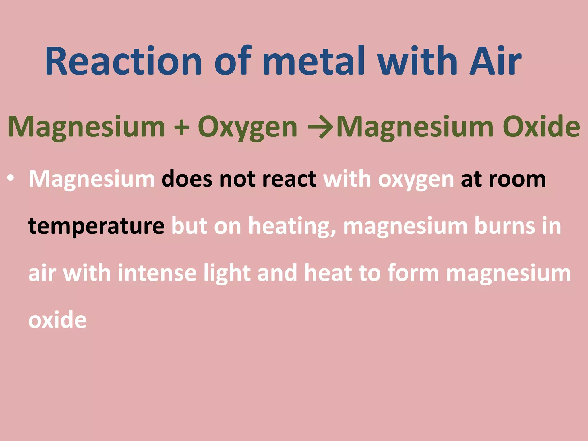 Reaction of metals with air | PPTX