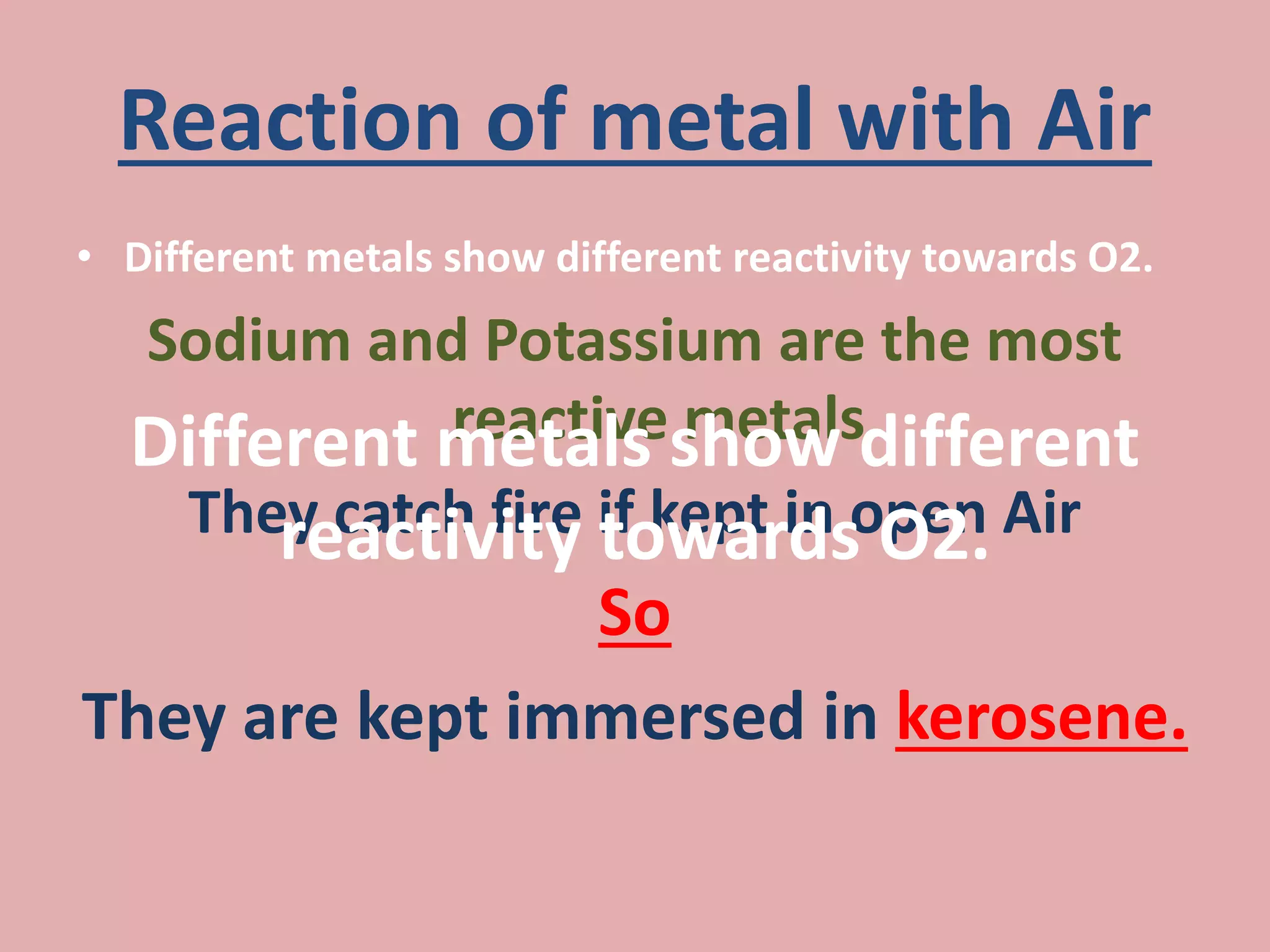 Reaction of metals with air | PPTX
