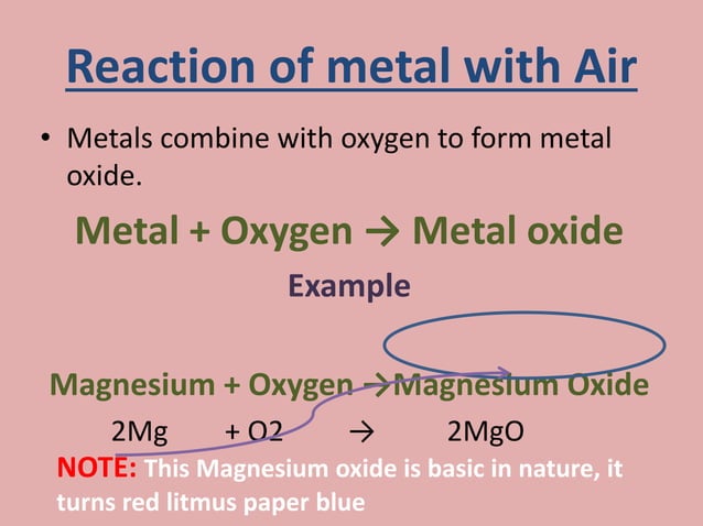 Reaction of metals with air | PPTX | Chemistry | Science