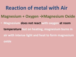 Reaction of metals with air | PPTX
