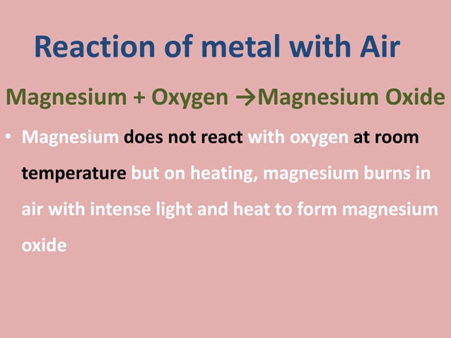 Reaction of metals with air | PPTX | Chemistry | Science